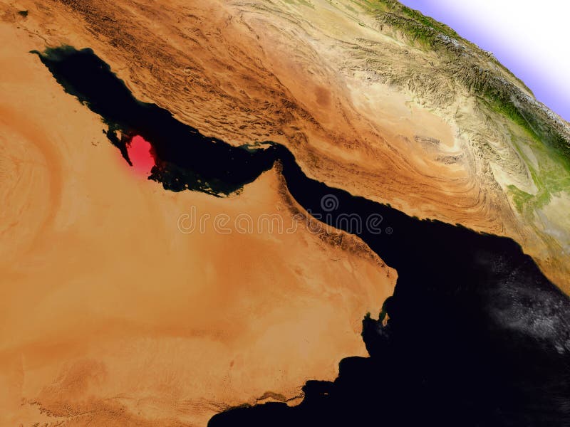 Qatar from Space Highlighted in Red Stock Illustration - Illustration ...