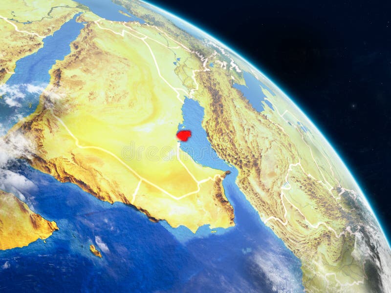 Qatar from space stock illustration. Illustration of highlighted ...