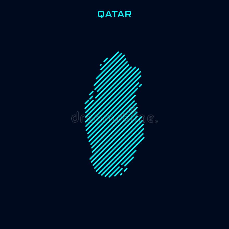 Qatar Striped Map Vector Design Template with Blue Background. Stock ...