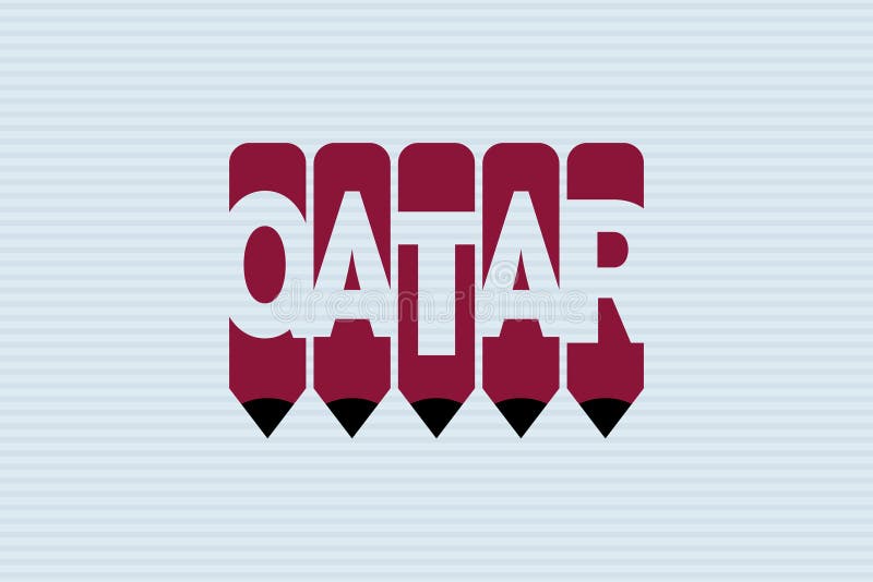 Qatar Text with Pencil Symbol Creative Ideas Design. Qatar Typography ...