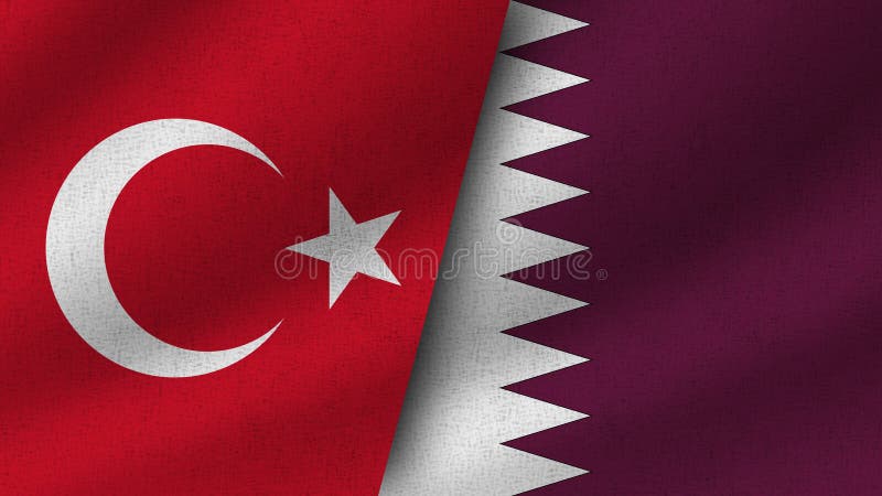 Qatar and Turkey Realistic Two Flags Together Stock Illustration ...