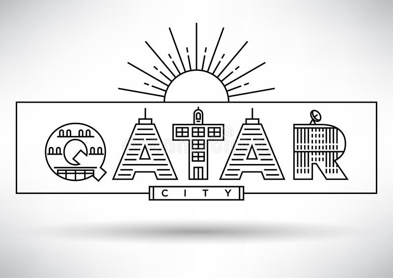 Qatar Typography Design with Building Letters Stock Vector ...