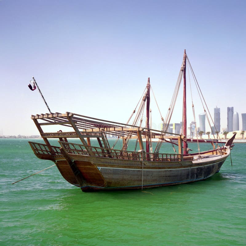 Qatari boom dhow stock photo. Image of arabia, green - 23366706