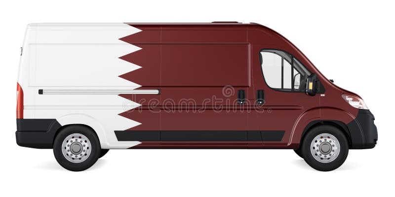 Qatari Flag Painted on Commercial Delivery Van. Freight Delivery in ...