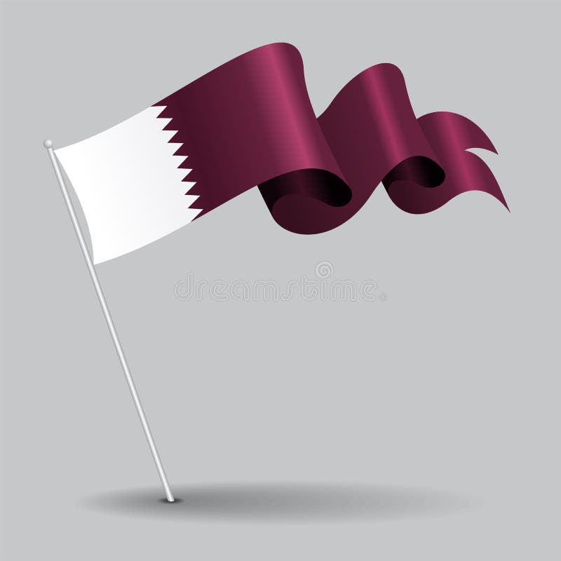 Qatari Pin Wavy Flag. Vector Illustration. Stock Vector - Illustration ...