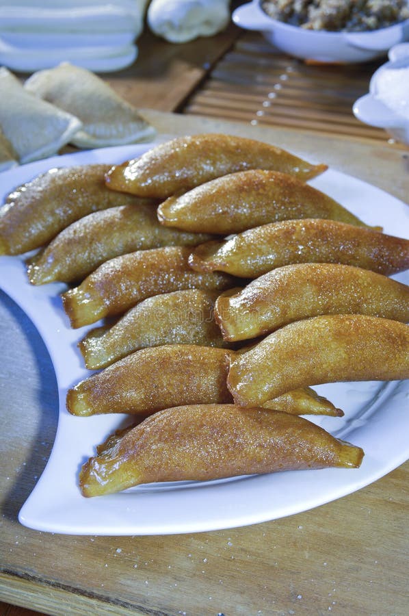 Qatayef or Katayef, Arabic Sweets with Nuts for Ramadan and Eid Stock ...