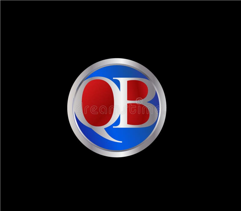 QB Initial Circle Shape Silver Red Blue Color Later Logo Desig Stock ...