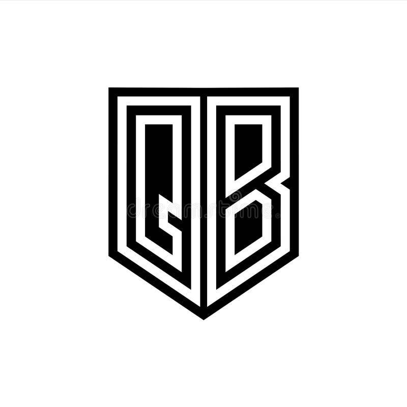 QB Logo Monogram Shield Geometric White Line Inside Black Shield Color ...