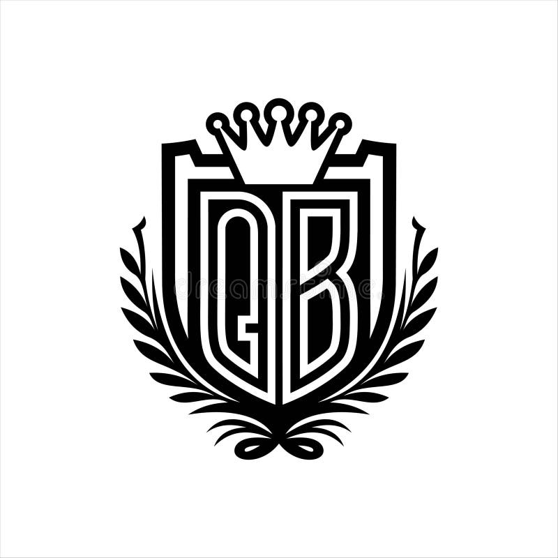 QB Logo Heraldic Shield Shape with Crown, Vintage Crest on White ...