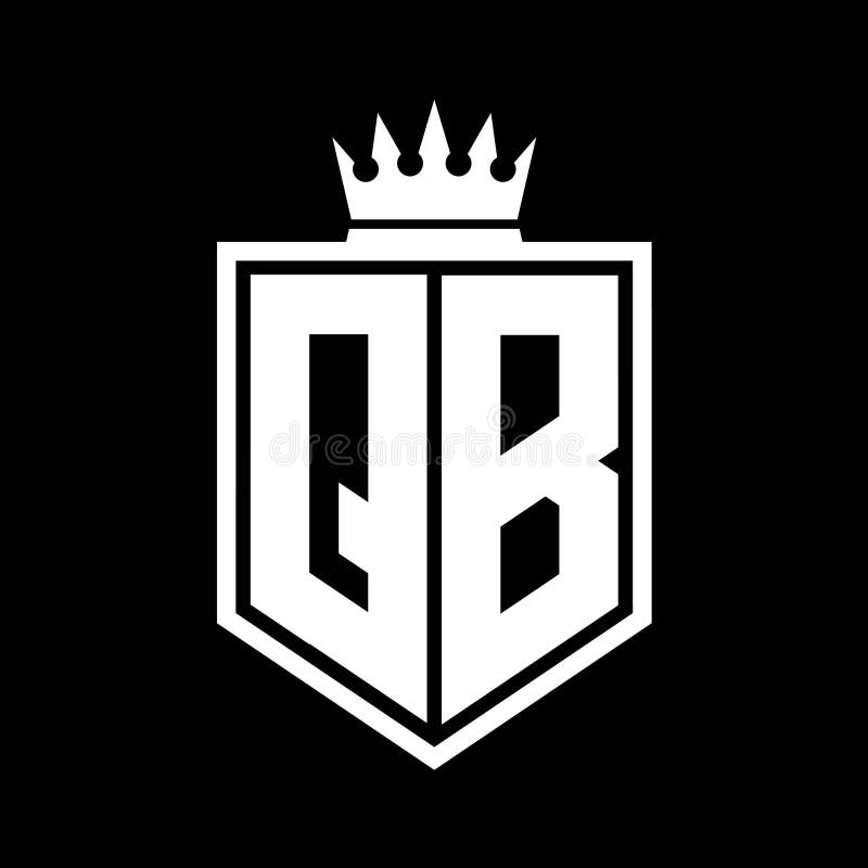QB Logo Monogram Bold Shield Geometric Shape with Crown Outline Black ...