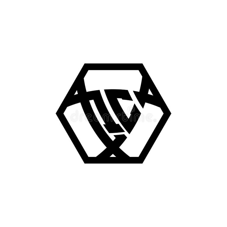 QC Logo Monogram Triangle Shield Hexagonal Style Stock Vector ...