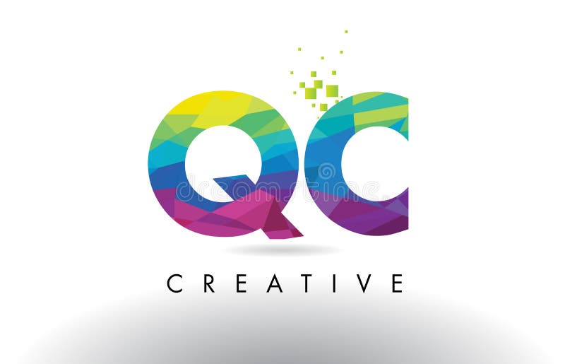 QC Q C Colorful Letter Origami Triangles Design Vector. Stock Vector ...