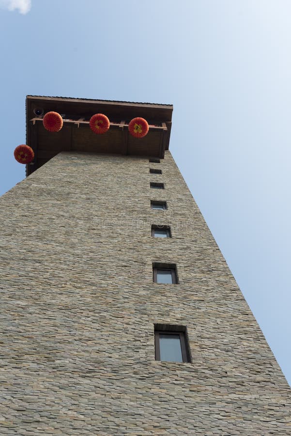 Qiang building towers. stock photo. Image of towers, mianyang - 76160124