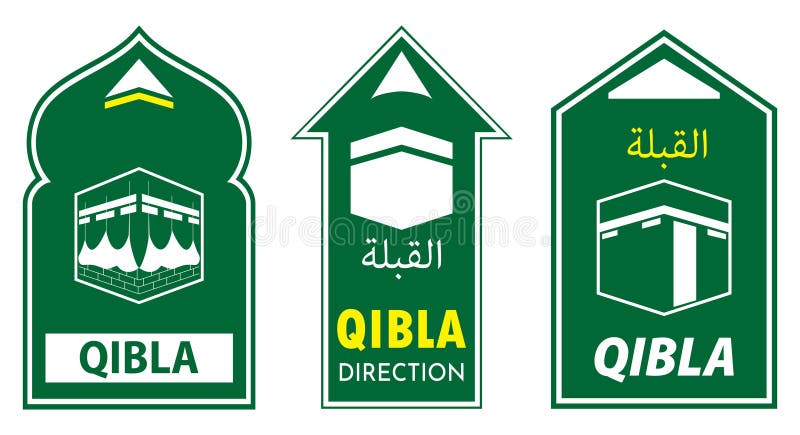 Set of Qibla Sign for Mosque or Prayer Room Isolated. 3d Illustration ...