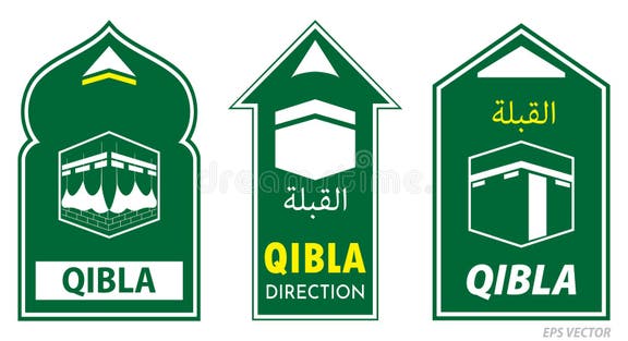 Set of Qibla Sign for Mosque or Prayer Room Isolated. Eps. Stock ...