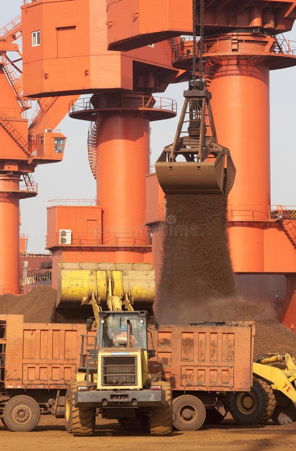 Qingdao Port Iron Ore Terminal Stock Photo - Image of loading ...