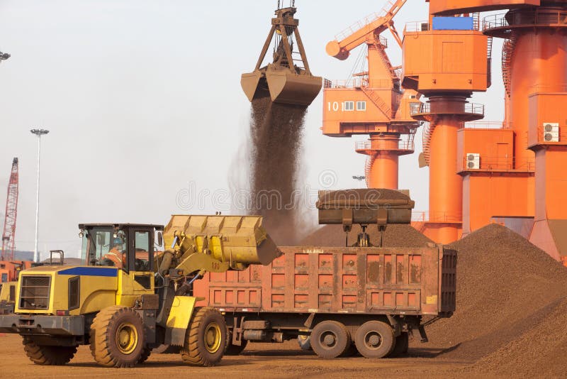 Qingdao Port Iron Ore Terminal Stock Image - Image of goods, space ...