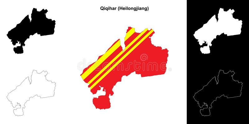 Qiqihar outline map stock vector. Illustration of silhouette - 334850692