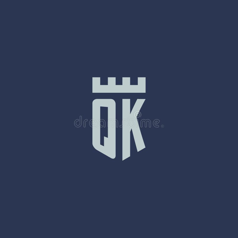 QK Logo Monogram with Fortress Castle and Shield Style Design Stock ...