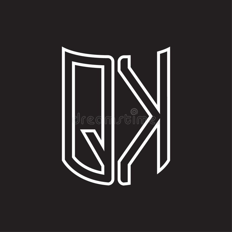 QK Logo Monogram with Ribbon Style Outline Design Template Stock Vector ...