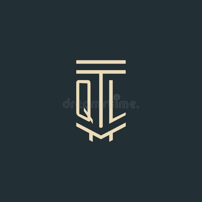 QL Initial Monogram with Simple Line Art Pillar Logo Designs Stock ...
