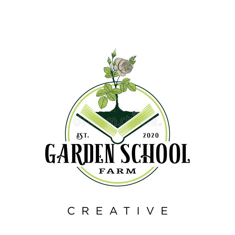 Garden School Logo Illustration Hand Draw Design Vector Stock ...