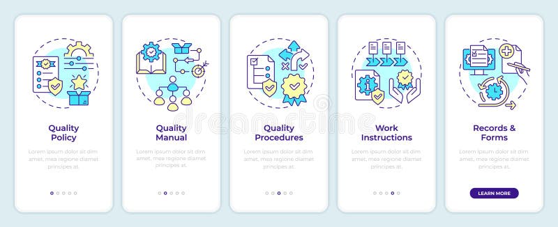 Qms Document Structure Onboarding Mobile App Screen Stock Vector Illustration Of Onboarding