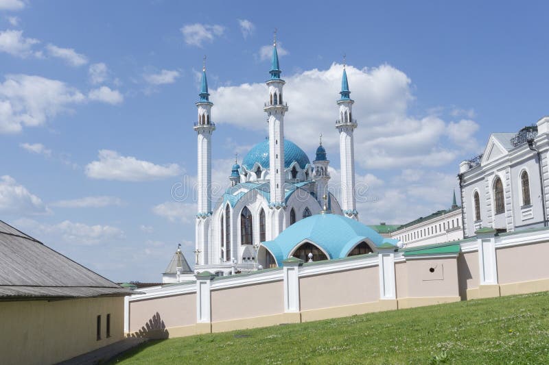Qol Sarif Mosque and Complex Viewed from Behind Neighborhood with Blue ...