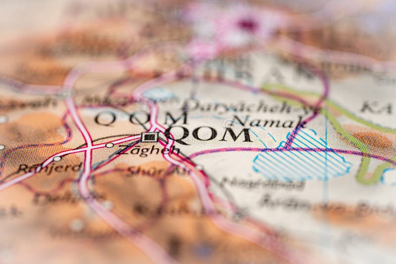 Qom, Iran Highlighted on a World Map Stock Photo - Image of zoom, world ...