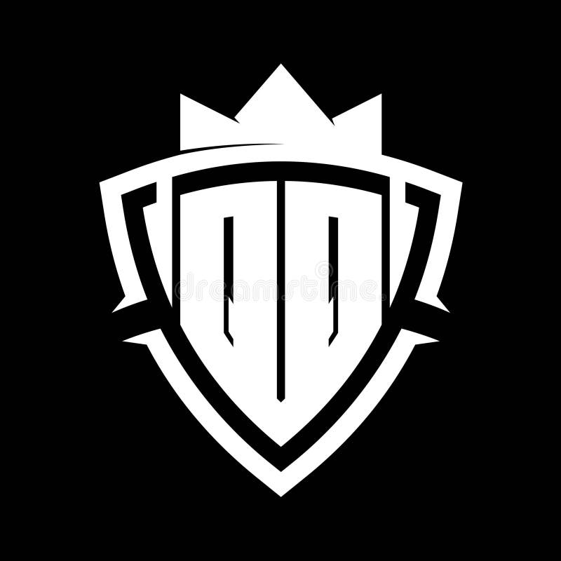 QQ Letter Monogram with Triangle Curve Shield Shape with Crown White ...