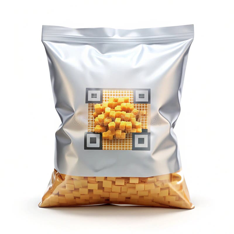 QR Code Activated Snack Bag with AR Game Feature Stock Illustration ...