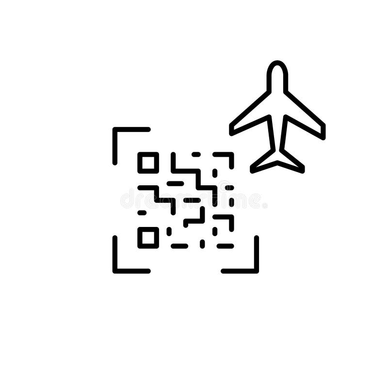 Qr Code with Airplane. Contactless Flight Check-in and Boarding. Pixel ...
