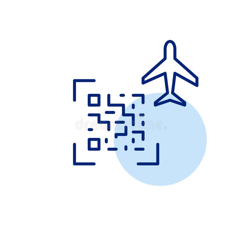 Qr Code with Airplane. Contactless Flight Check-in and Boarding. Pixel ...