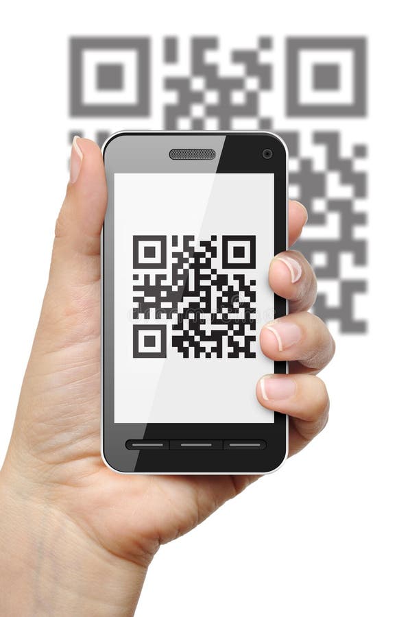 Handy Mit QR Code Auf Dem Bildschirm Stockfoto - Bild von leer, digital ...
