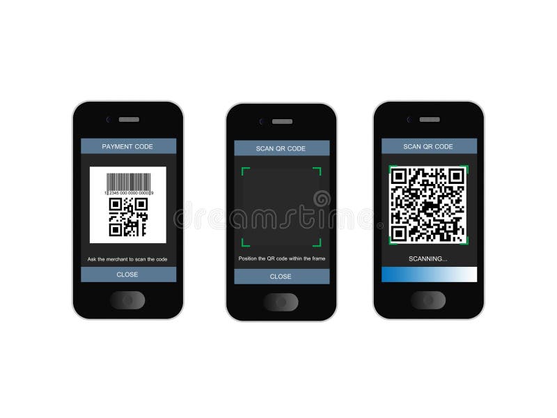 QR Code and Bar Code Payment on Smartphone Stock Illustration ...
