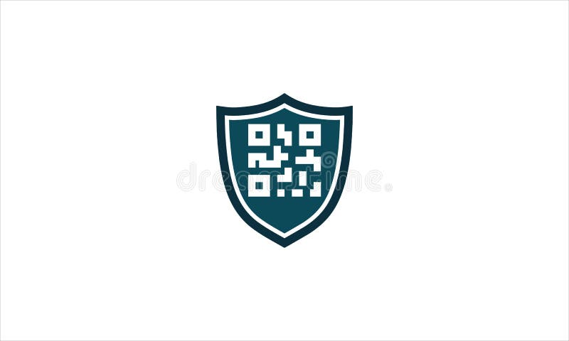 QR Code / Barcode and Shield Logo Design Template Illustration Stock ...