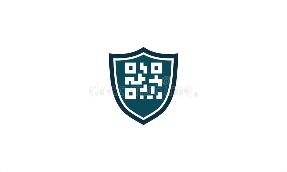 QR Code / Barcode and Shield Logo Design Template Illustration Stock ...
