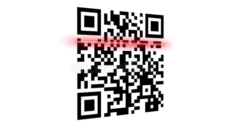 QR Code Being Scanned with a Red Laser. Electronic Qr Code Scanner ...