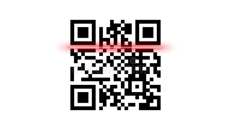 QR Code Being Scanned with a Red Laser. Seamless Looping Animation of ...