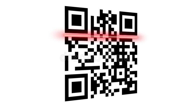 QR Code Being Scanned with a Red Laser. Seamless Looping Animation of ...