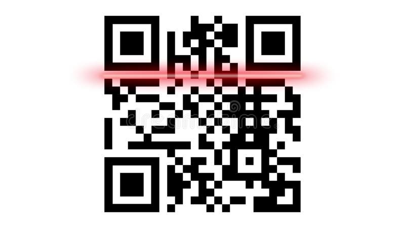 QR Code Being Scanned with a Red Laser. Seamless Looping Animation of ...