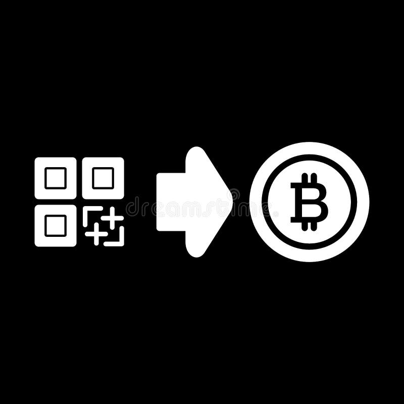 QR Code, Bitcoin Solid Icon. Vector Illustration Isolated on Black ...