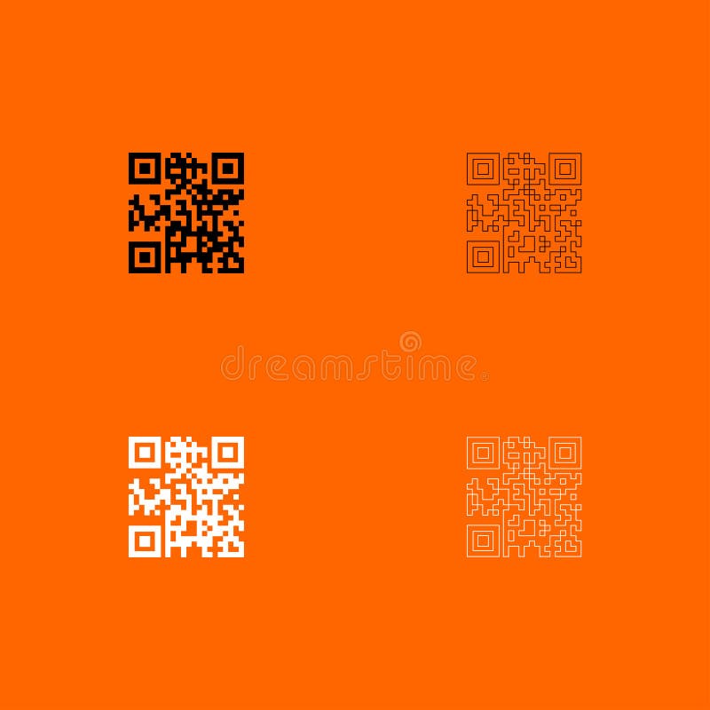 QR Code Black and White Set Icon . Stock Vector - Illustration of ...