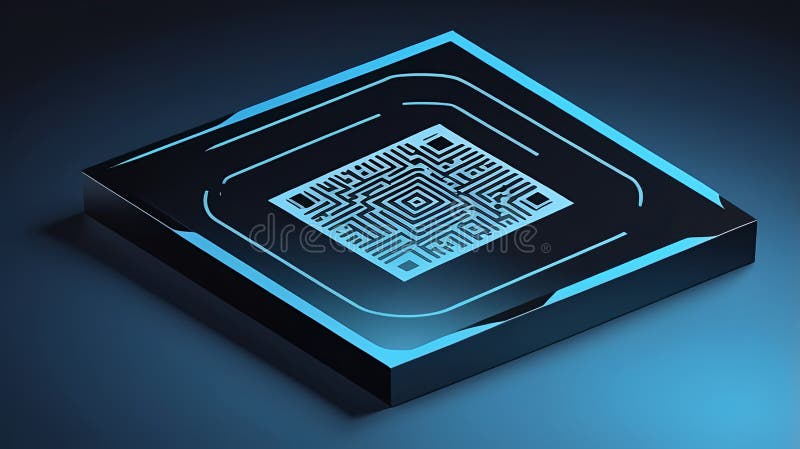 Qr Code on Block - Glowing Blue Light Stock Illustration - Illustration ...
