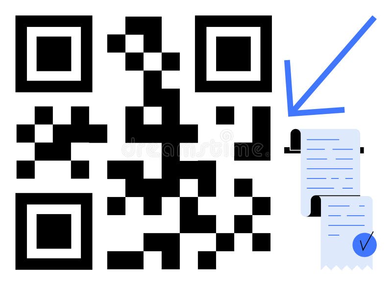 QR Code with Paper Receipt and Checkmark Symbol Representing Digital ...