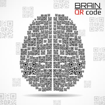 QR Code Brain. Silhouette Human Brain with Qr Code Stock Vector ...