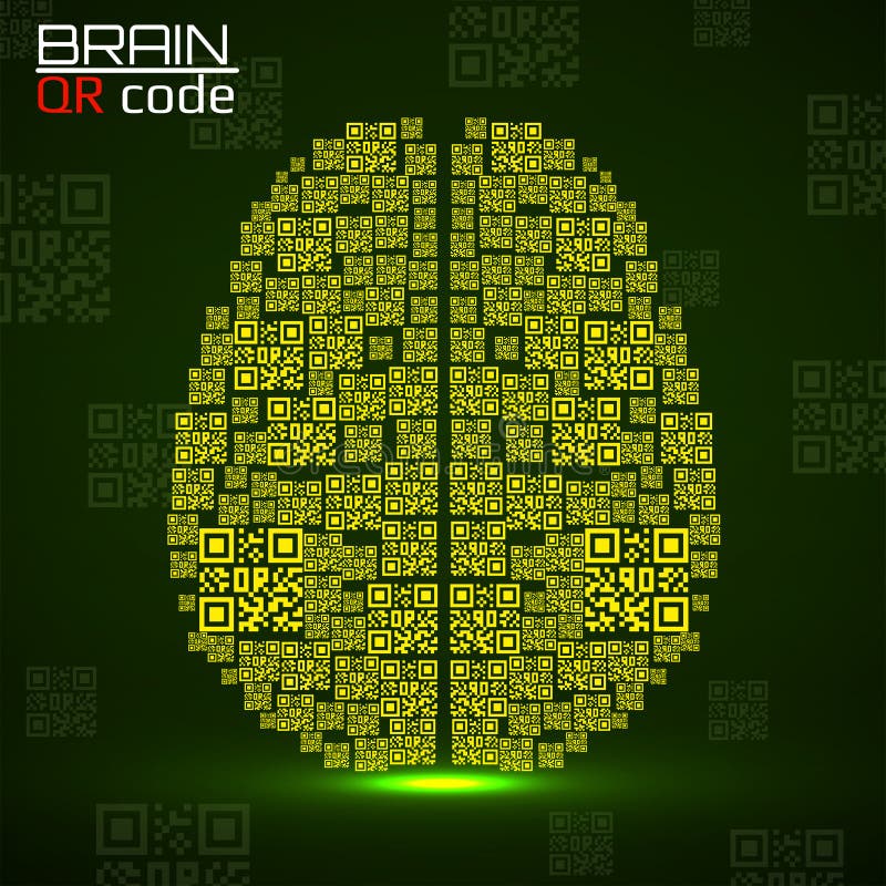 QR Code Brain. Silhouette Human Brain with Qr Code Stock Vector ...
