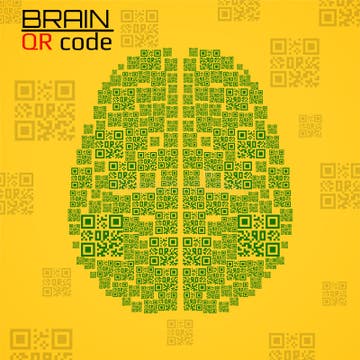 QR Code Brain. Silhouette Human Brain with Qr Code Stock Vector ...