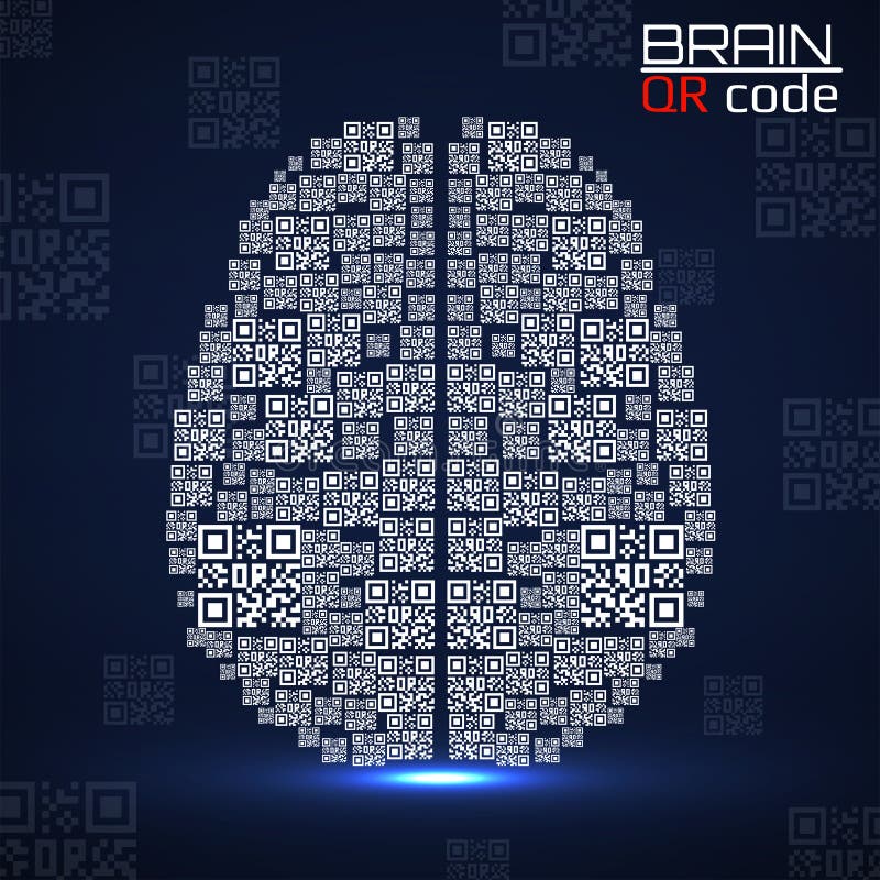QR Code Brain. Silhouette Human Brain with Qr Code Stock Vector ...
