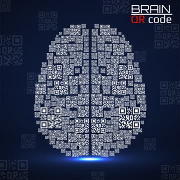 QR Code Brain. Silhouette Human Brain with Qr Code Stock Vector ...
